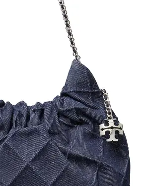 Tory Burch Fleming Mini Soft Denim Hobo Bag - Blue
