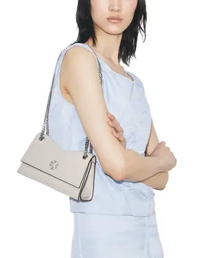 Tory Burch Kira Turlock Mini Leather Shoulder Bag - Ash Cloud