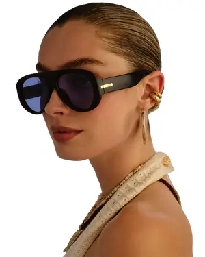 Le Specs Dream Boat Aviator Sunglasses, 57mm - Black