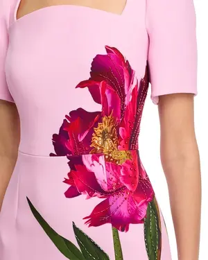 Rickie Freeman For Teri Jon Digital Floral Crepe Column Gown