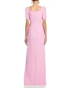 Rickie Freeman For Teri Jon Digital Floral Crepe Column Gown