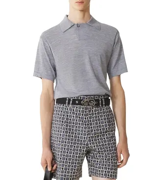 LANVIN Merino Wool Polo Shirt - Light Grey