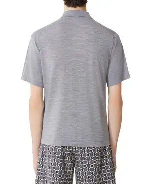 LANVIN Merino Wool Polo Shirt - Light Grey
