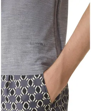 LANVIN Merino Wool Polo Shirt - Light Grey