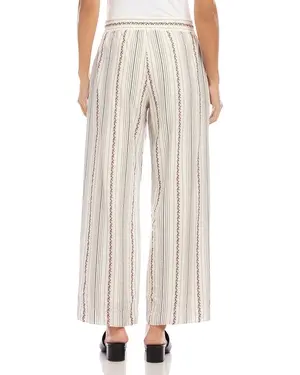 Karen Kane Stripe Embroidered Cropped Drawstring Pants