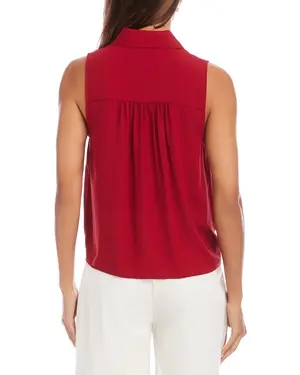 Karen Kane Sleeveless Tie-front Top - Red