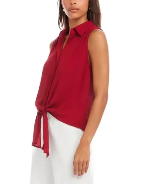 Karen Kane Sleeveless Tie-front Top - Red