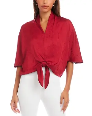 Karen Kane Flare Sleeve Tie Front Top - Red