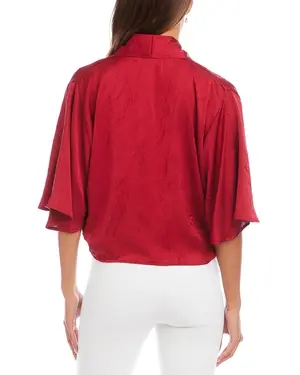Karen Kane Flare Sleeve Tie Front Top - Red