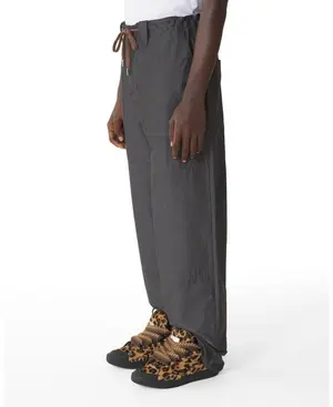 LANVIN Wide-leg Chambray Trousers - Anthracite.