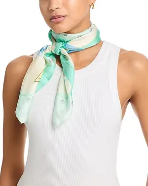 Echo Travel Stickers Square Silk Scarf Multi