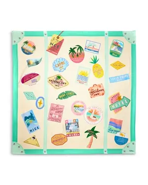 Echo Travel Stickers Square Silk Scarf - Multi