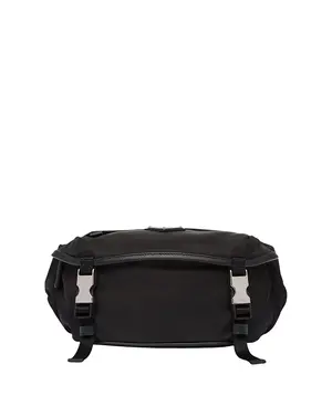 Prada Re-nylon And Saffiano Leather Shoulder Bag - Black