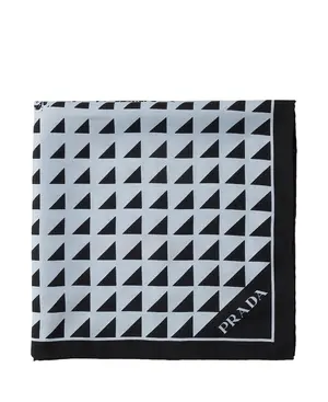 Prada Printed Silk Twill Scarf, 55 X 55 Cm - Black