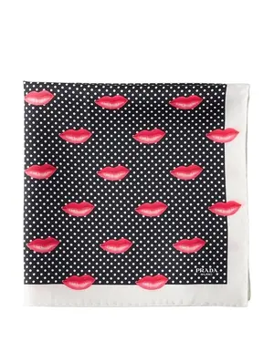 Prada Printed Silk Twill Scarf, 55 X 55 Cm - Black