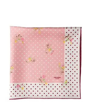 Prada Printed Silk Twill Scarf, 55 X 55 Cm - Pink/sand