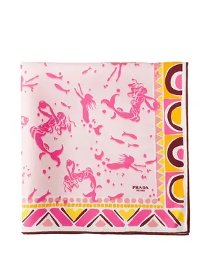 Prada Printed Silk Twill Scarf, 55 X 55 Cm - Yellow