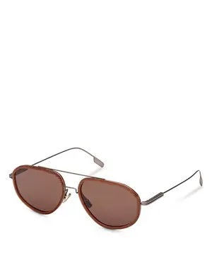 Zegna Navigator 56mm Sunglasses - Light Brown