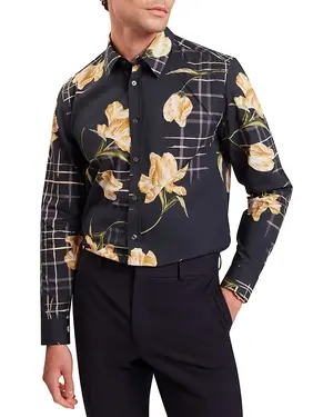 Ted Baker London Quorik Printed Long Sleeve Button Front Shirt