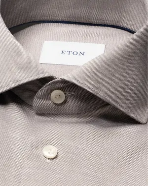 Eton Slim Fit Dress Shirt - Medium Brown