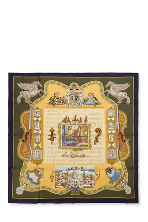 Hermès Multicolor 'salzburg' Silk Scarf 90 - Navy