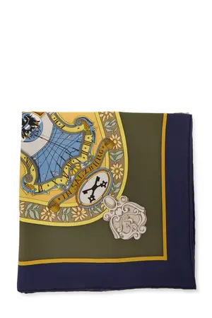 Hermès Multicolor 'salzburg' Silk Scarf 90 - Navy