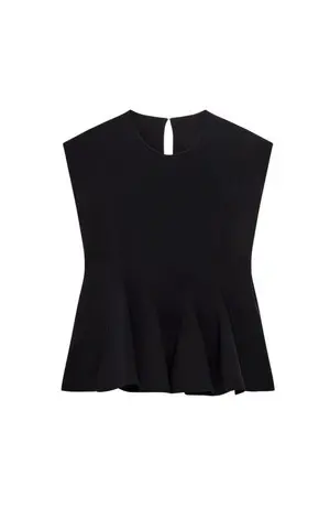 Another Tomorrow Double Face Godet Top - Black