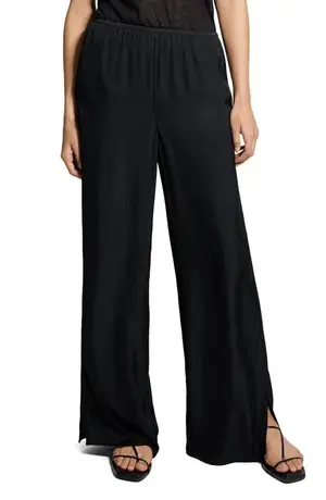 Theory Slit Hem Wide Leg Pants - Black