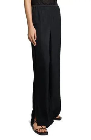 Theory Slit Hem Wide Leg Pants - Black