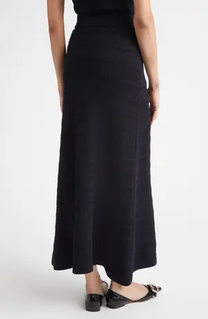 St. John Breton Stripe Wool Blend Sweater Skirt