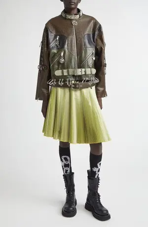 CHOPOVA LOWENA Inversion Lace-up Leather Jacket