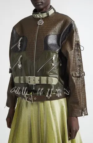 CHOPOVA LOWENA Inversion Lace-up Leather Jacket