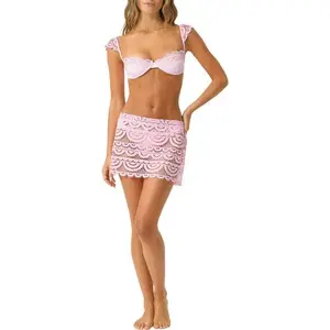 PQ SWIM Maycee Lace Cover-up Skirt - Rose