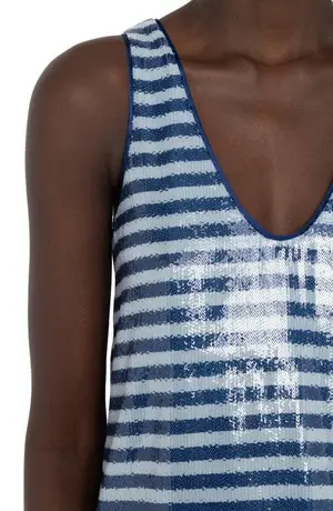 Zadig&Voltaire Tarys Sequin Stripe Sleeveless Tank - Sky
