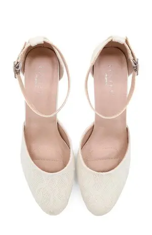 KAILEE P Jasmin Lace Block Heel With Removable Ankle Strap