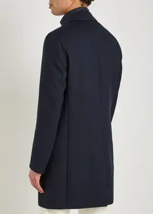 BOSS Layered Cotton-blend Coat - Navy