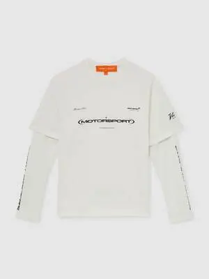 REISS Racing Double-layer Relaxed T-shirt - White