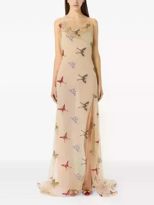 Blumarine Embroidered Tulle Maxi Dress