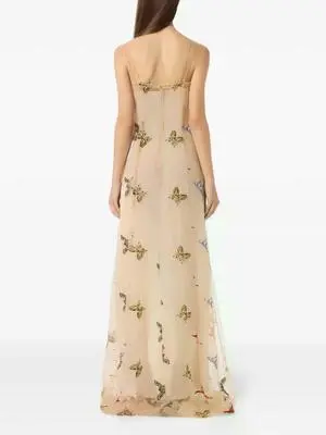 Blumarine Embroidered Tulle Maxi Dress