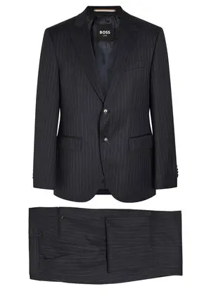 BOSS Pinstriped Wool Suit - Navy