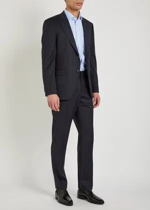 BOSS Pinstriped Wool Suit - Navy