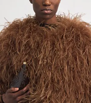YVES SALOMON Ostrich Feather Evening Jacket - Beige