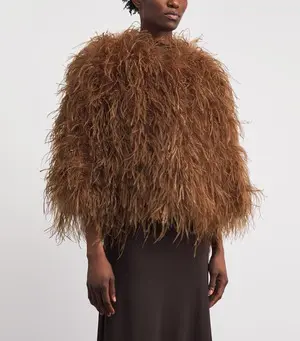 YVES SALOMON Ostrich Feather Evening Jacket - Beige