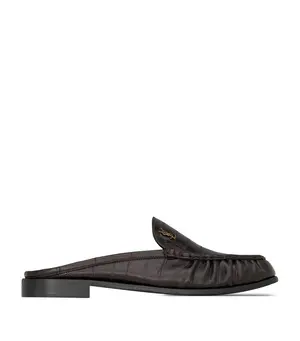 Saint Laurent Le Loafer Eel Leather Mules - Brown