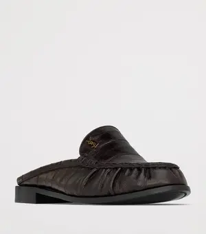Saint Laurent Le Loafer Eel Leather Mules - Brown