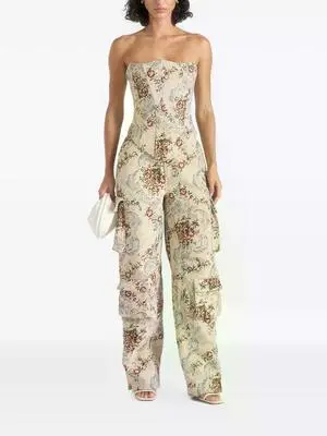 Manière De Voir Floral Lace-up Corset - Neutrals