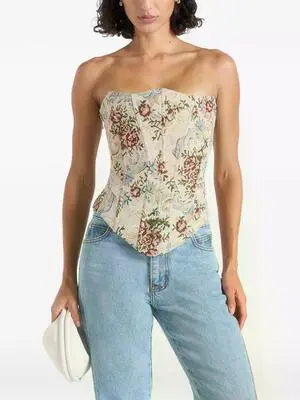 Manière De Voir Floral Lace-up Corset - Neutrals