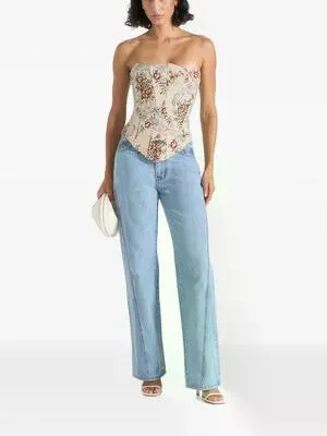 Manière De Voir Floral Lace-up Corset - Neutrals