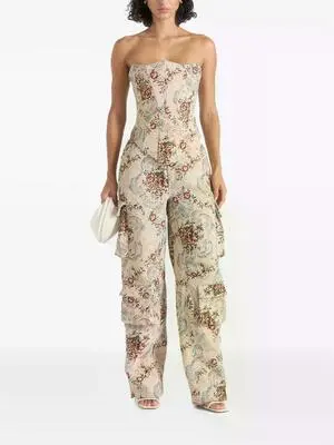 Manière De Voir Floral Lace-Up Corset Neutrals