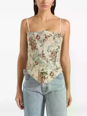 Manière De Voir Floral Lace-up Corset - Neutrals